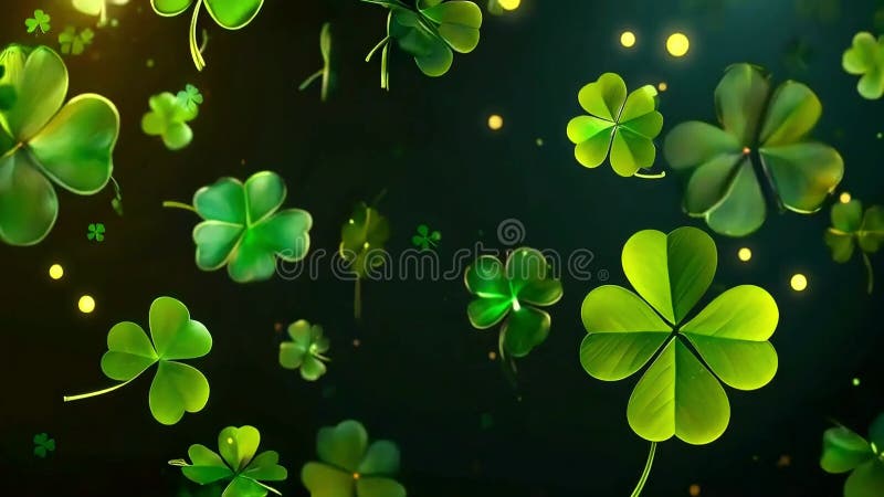 Vibrant Green Clovers Falling on Dark Background Stock Video - Video of ...