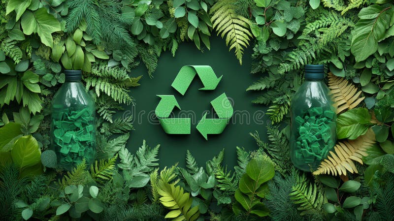 A Vibrant Green Composition Featuring Recyclable Materials and Lush ...