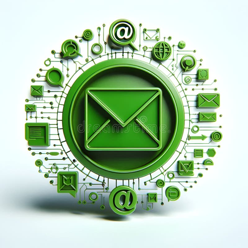 Vibrant Green Email Icon for Web Interfaces, Generative AI. Stock ...