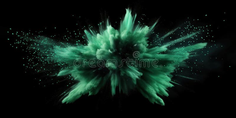 Vibrant Green Explosion with Particles and Smoke Effects, Showcasing ...