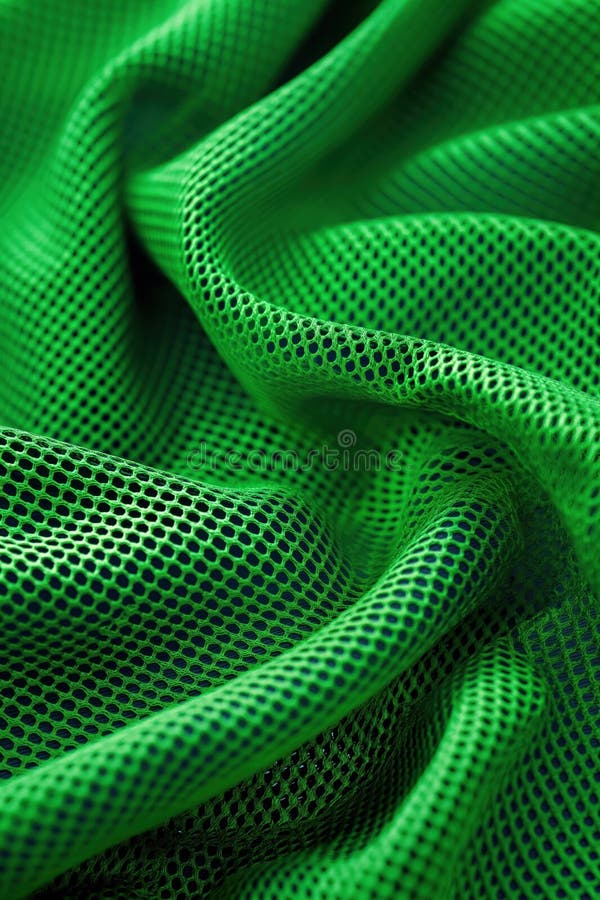 Vibrant Green Fabric with Textured Surface Shows Small Circular Holes ...