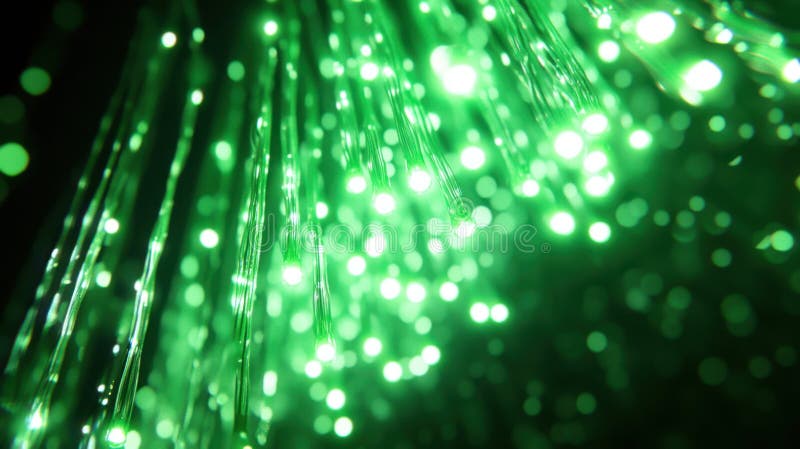 Vibrant Green Fiber Optic Light Display Capturing Modern Technology ...