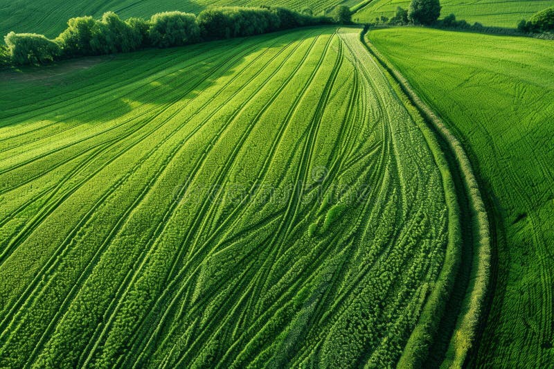 Vibrant Green Fields Stretch Endlessly. the Flowing Patterns Create a ...