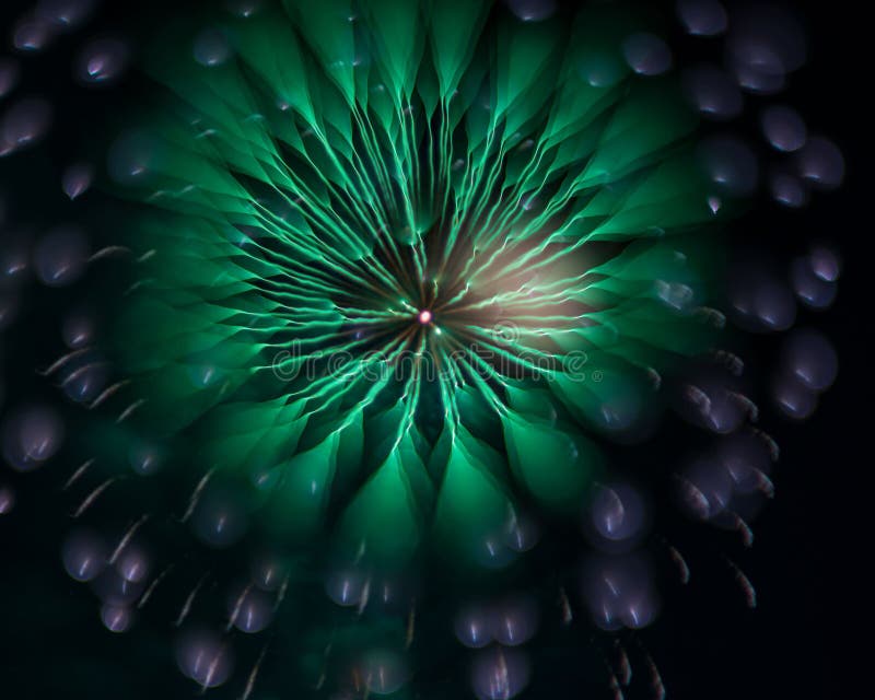 Vibrant Green Firework Display Captured in the Night Sky, Showcasing ...