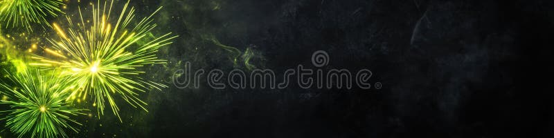 Vibrant Green Fireworks Exploding Against a Night Sky with Smoke Trails ...