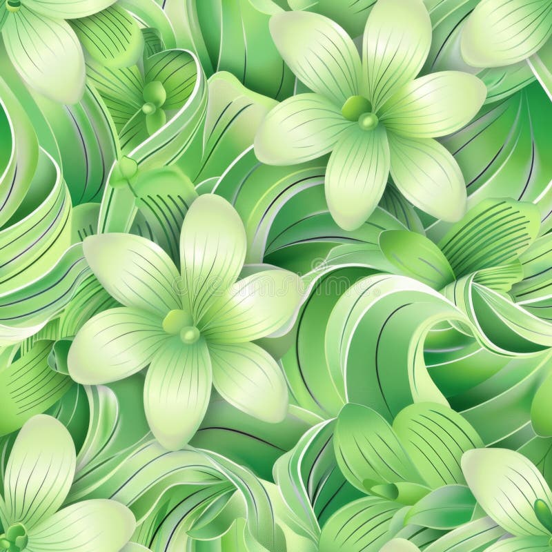 Vibrant Green Floral Pattern Background with 3D Effect Stock Photo ...