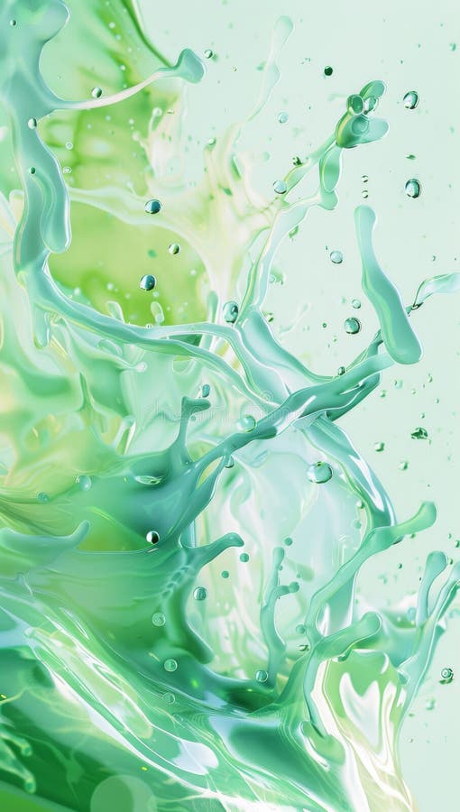 Vibrant Green Fluid Splash 3D Background with Abstract Forms and ...