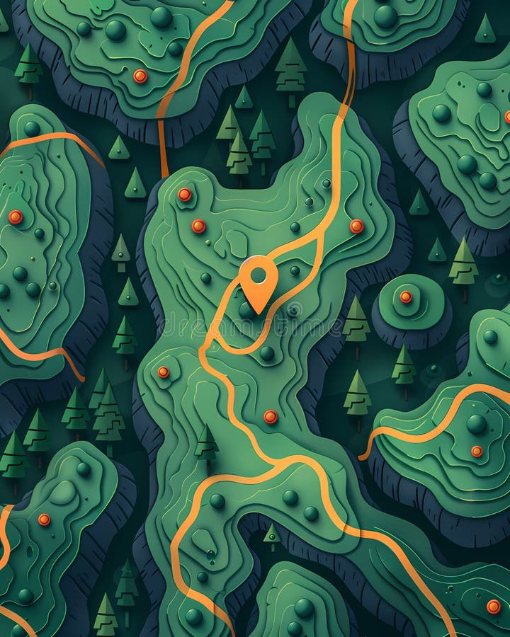 Vibrant Green Forest Map with User Interface Elements and Pop-up Color ...