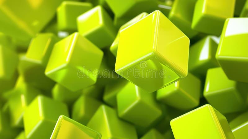 Vibrant Green Geometric 3D Cubes Wallpaper Design Stock Image - Image ...
