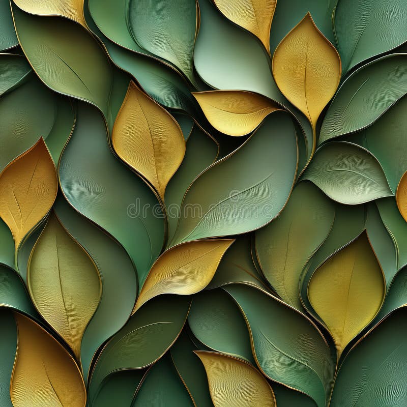 Vibrant Green and Gold Leaf Patterns for Nature-Inspired Designs Stock Photo - Image of color ...