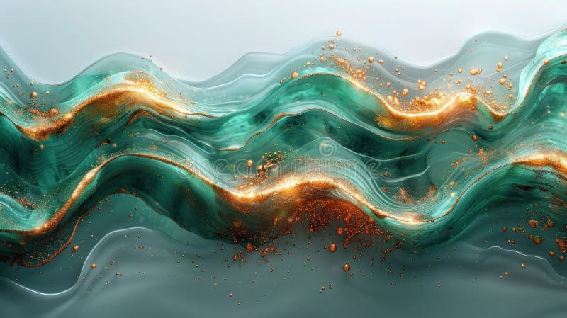 Vibrant Green and Gold Wave Pattern on White Background Stock ...