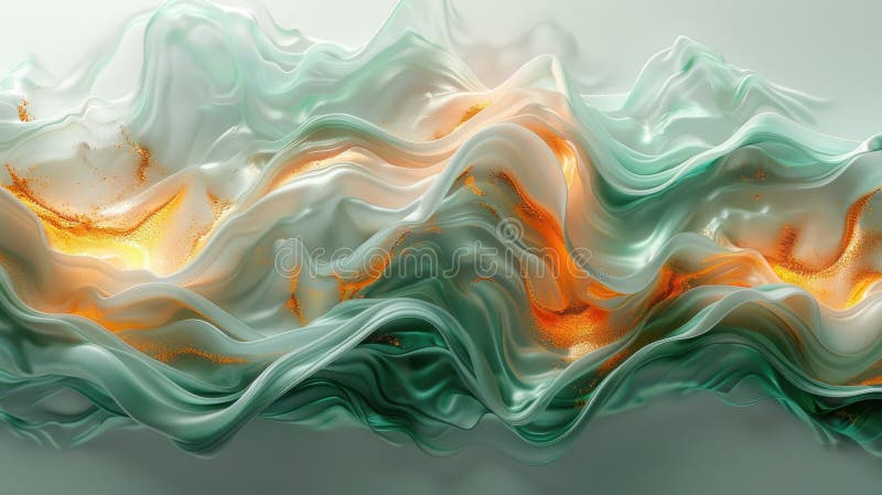 Vibrant Green and Gold Wave Pattern on White Background Stock ...