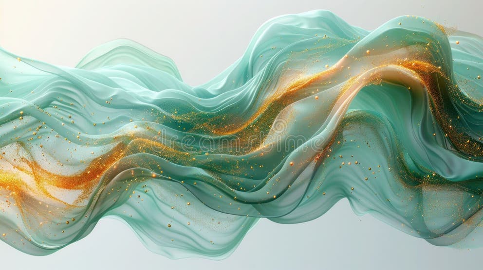 Vibrant Green and Gold Wave Pattern on White Background Stock ...