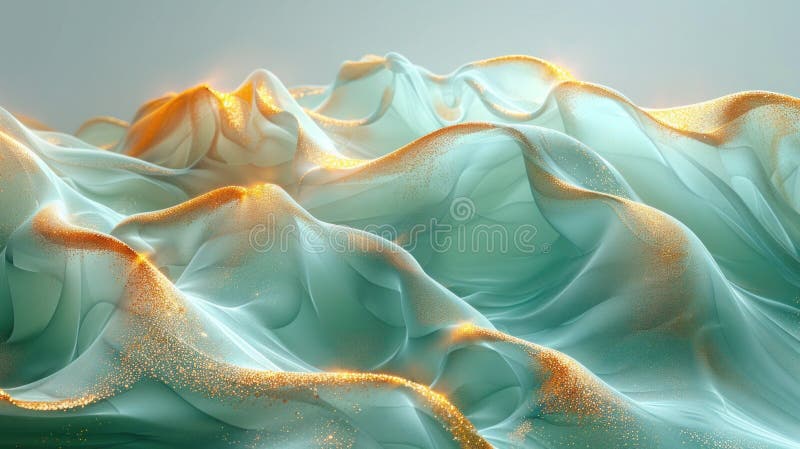 Vibrant Green and Gold Wave Pattern on White Background Stock ...