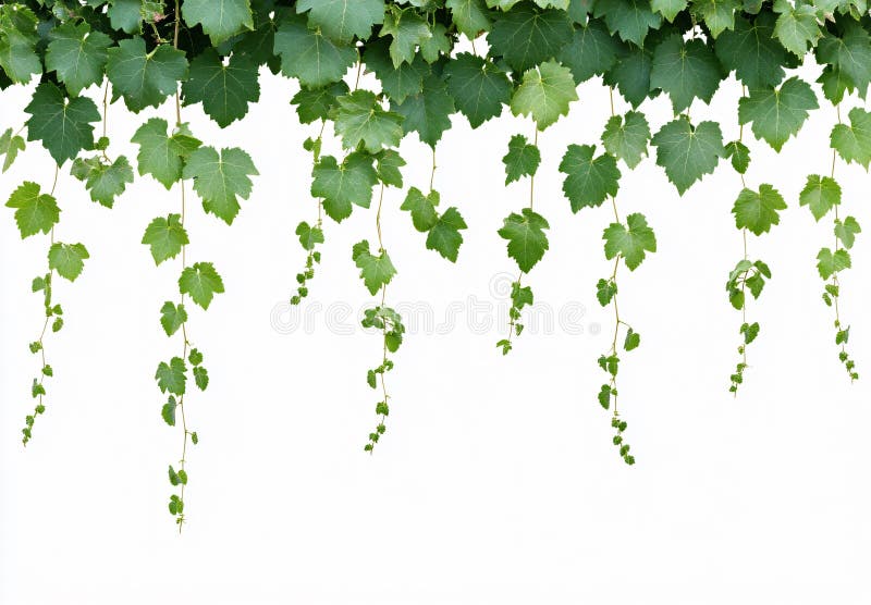 Vibrant Green Grape Vines Hanging Isolated on High Quality Image Stock ...
