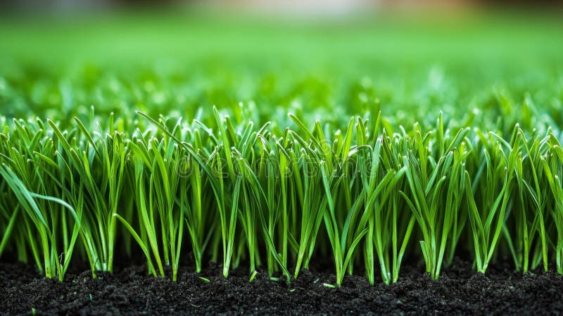Vibrant Green Grass Shoots Emerging from Dark Soil Stock Illustration - Illustration of grass ...