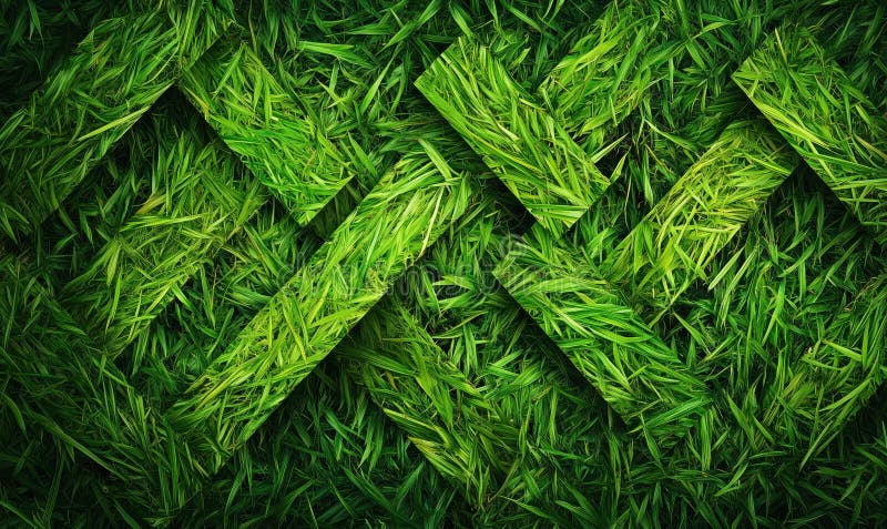 Vibrant Green Grass Texture with Geometric Patterns and Layers of ...