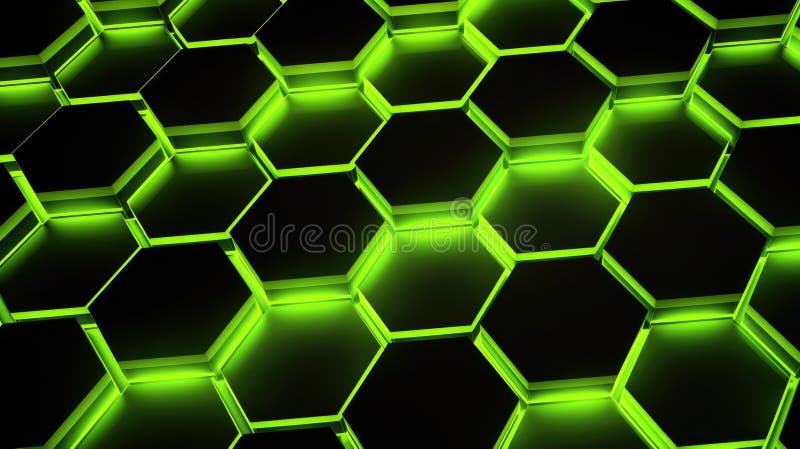 Vibrant Green Hexagonal Pattern Background with Futuristic Glow Stock ...