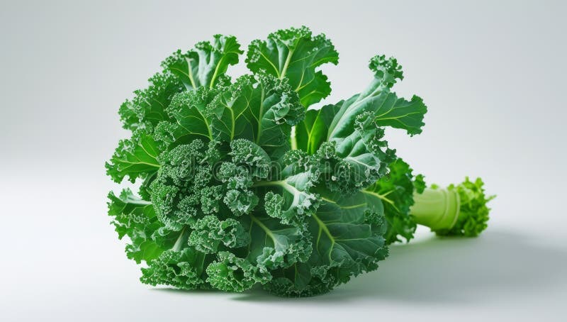 Vibrant Green Kale Isolated on White Backdrop Offering a Healthy Visual ...
