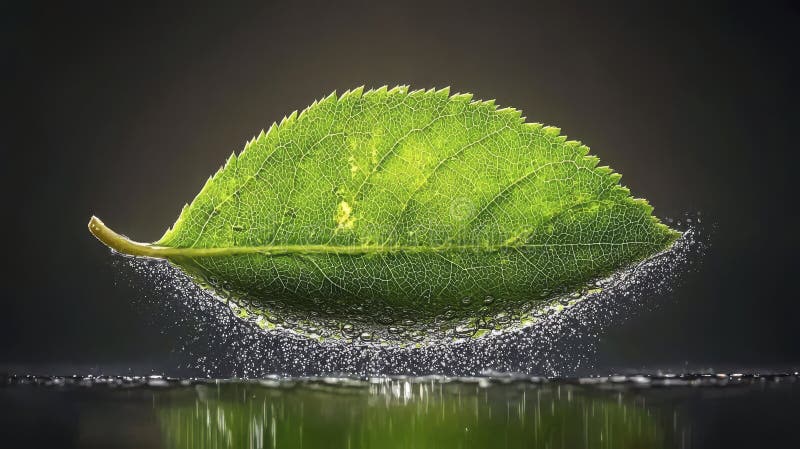 Green Leaf Particle Design Dark Background Stock Illustration ...