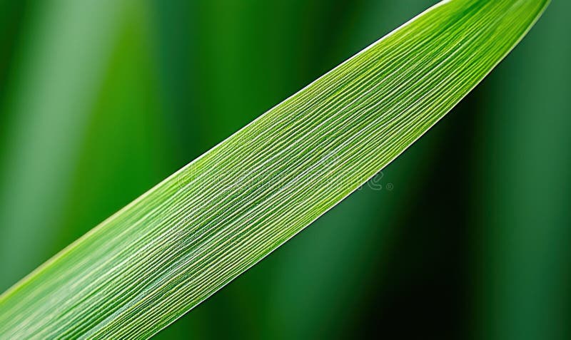 A Vibrant Green Leaf Glistens, Its Parallel Veins Creating a Striking ...
