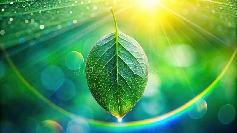 Vibrant Green Leaf Illuminated by Sunlight, Displaying Intricate Veins ...