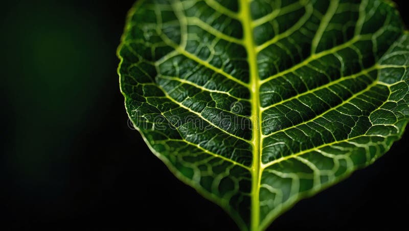 Vibrant Green Leaf with Intricate Vein Patterns Stock Illustration ...