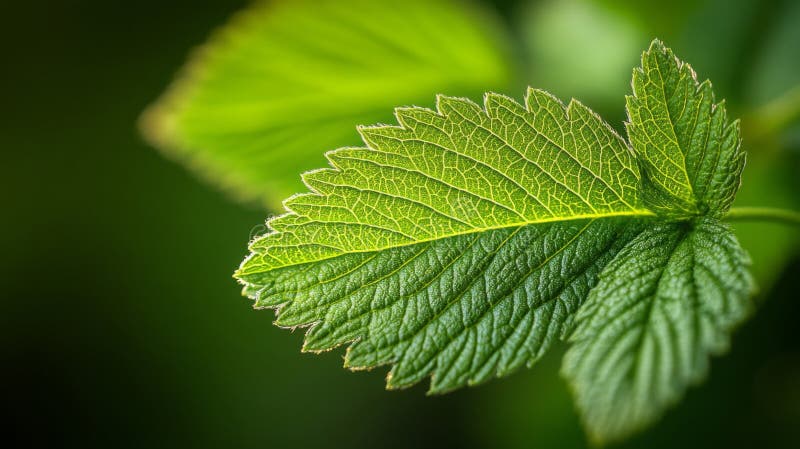 Vibrant Green Leaf Showing Detailed Veins Nature Stock Illustration ...
