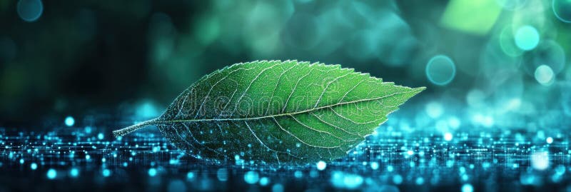 Green Leaf Dissolving Digital Pixels Illustrating Fusion Nature ...