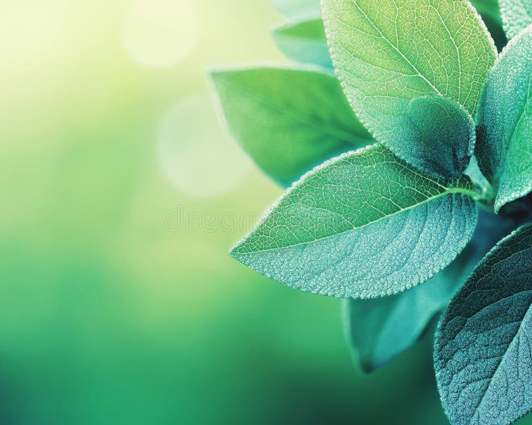 Vibrant Green Leaves, Close-up, Smooth, Waxy Texture, Minimalist ...