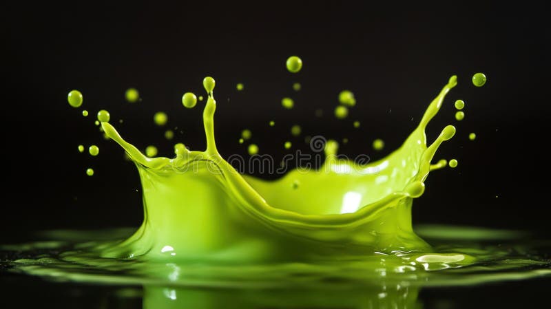 Vibrant Green Liquid Splash on Black Background Stock Photo - Image of ...
