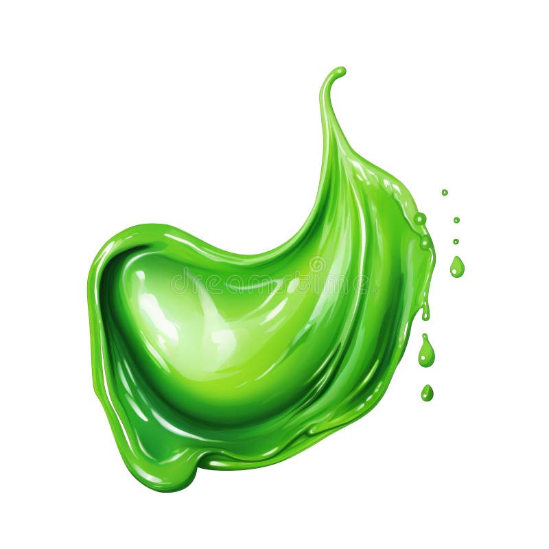 A Vibrant Green Liquid Splash with Droplets Stock Image - Illustration ...