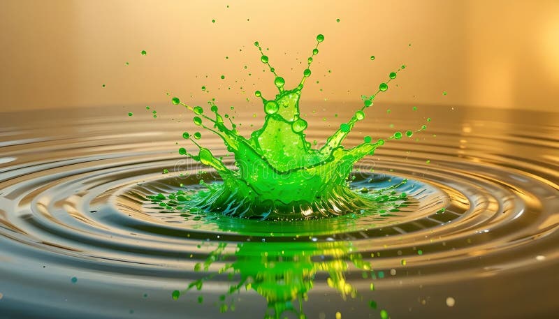 Vibrant Green Liquid Splash in Motion Stock Image - Image of concentric ...