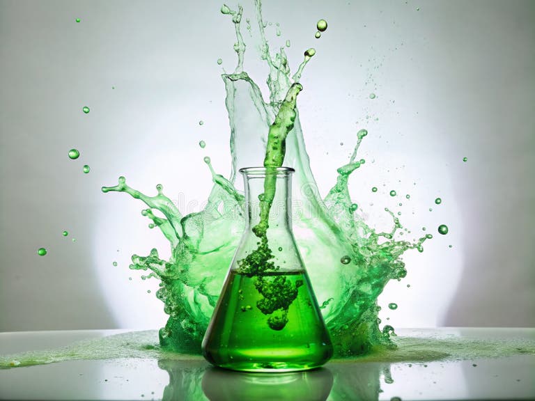 Vibrant Green Liquid Splash in a Science Lab Experiment a Captivating ...