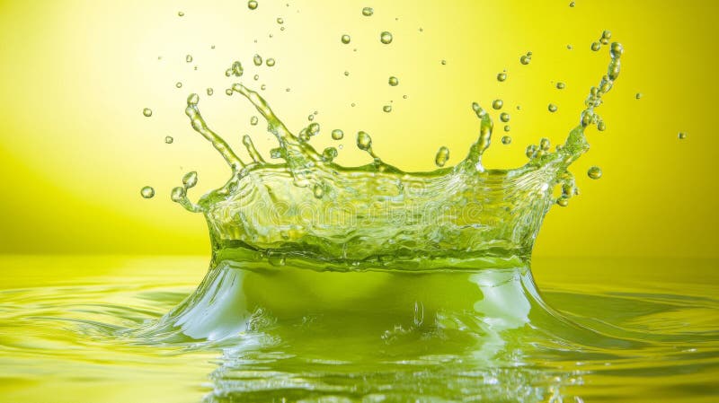 Vibrant Green Liquid Splashing Dynamically Stock Illustration ...