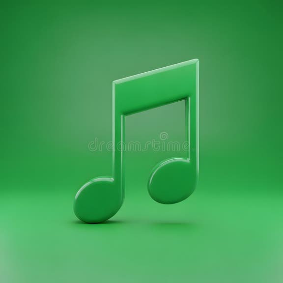 Vibrant Green Musical Note Symbol on a Solid Green Background Stock ...