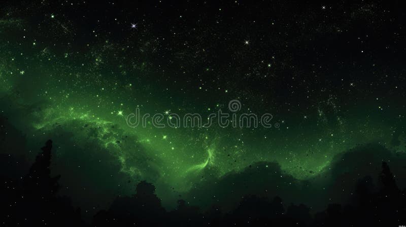 Vibrant Green Nebula Galaxy. a Dynamic and Vibrant Green Nebula Forms a ...