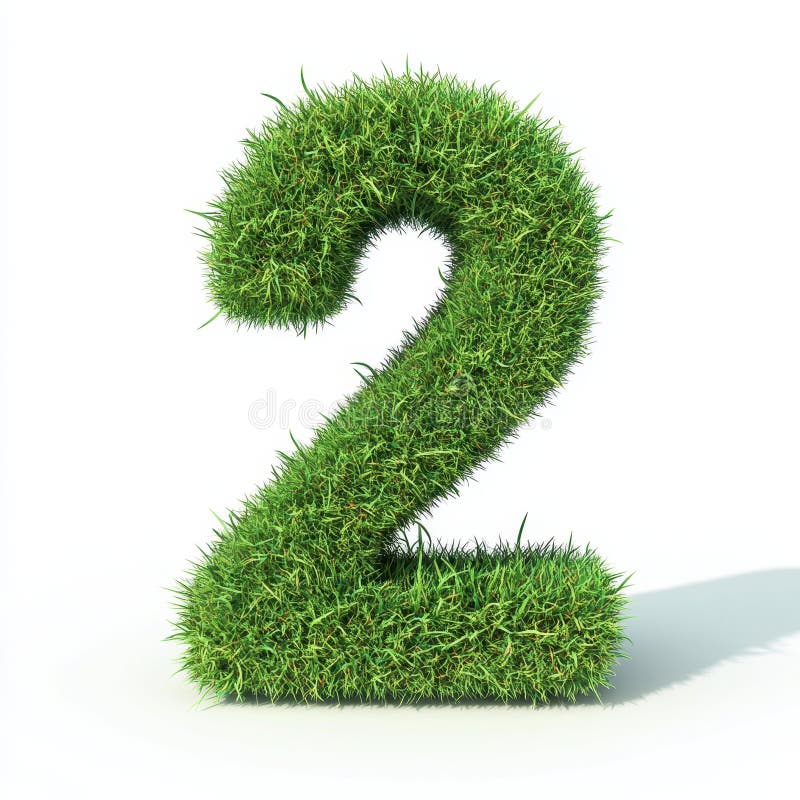 A Vibrant Green Number Two Made of Grass, Symbolizing Nature and ...