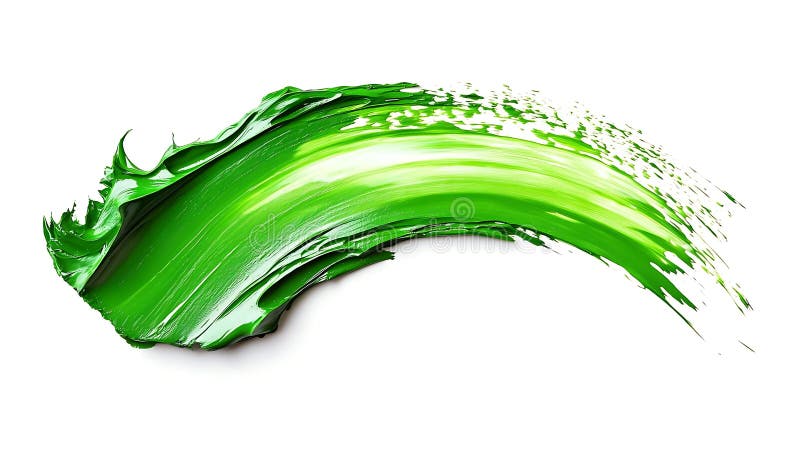 Vibrant Green Oil Paint Brush Stroke on White Background with Clipping ...