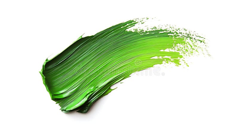 Vibrant Green Oil Paint Brush Stroke on White Background with Clipping ...