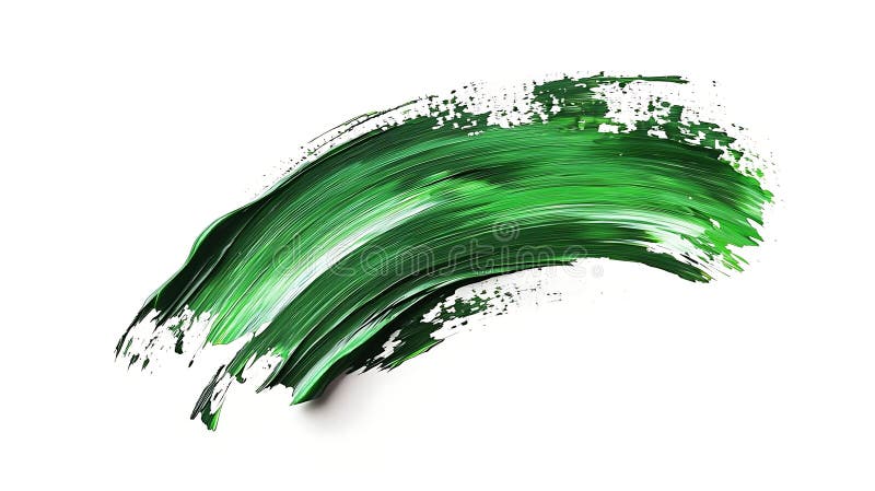 Vibrant Green Oil Paint Brush Stroke on White Background with Clipping ...