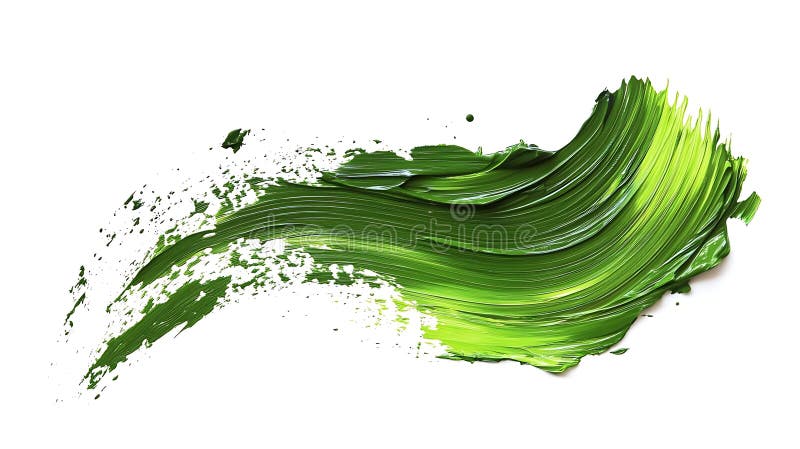 Vibrant Green Oil Paint Brush Stroke on White Background with Clipping ...