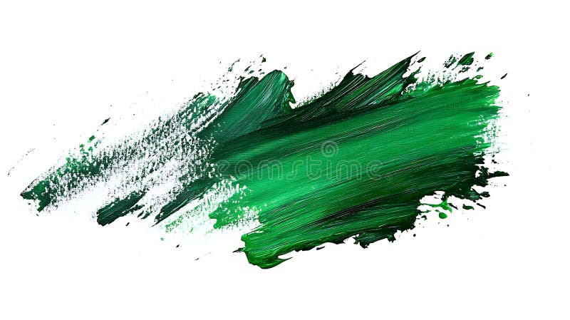 Vibrant Green Oil Paint Brush Stroke on White Background with Clipping ...