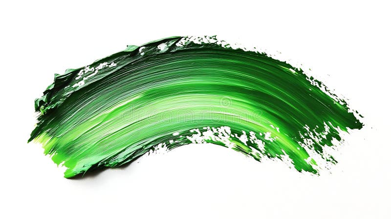 Vibrant Green Oil Paint Brush Stroke on White Background with Clipping ...