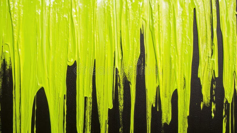 Vibrant Green Paint Dripping on Black Background Stock Photo - Image of ...