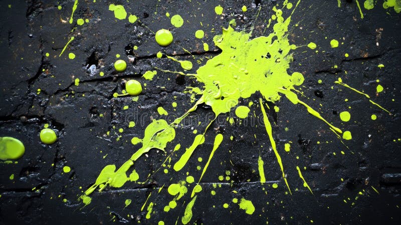 Vibrant Green Paint Splatter on Dark Textured Background Stock Photo ...