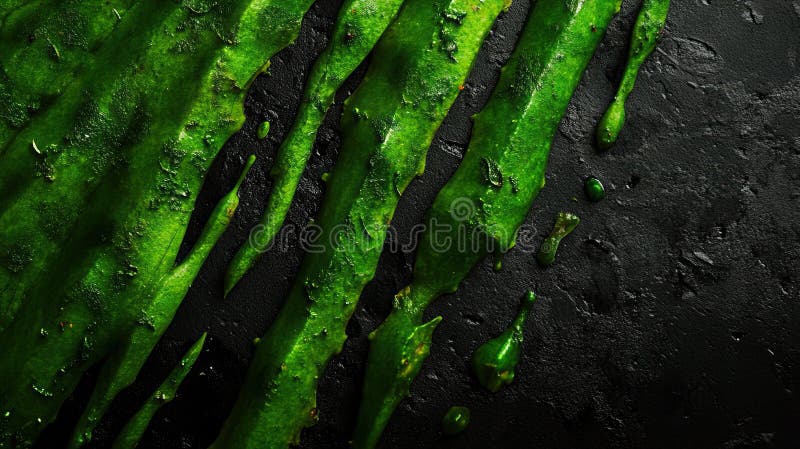 Vibrant Green Paint Streaks on Textured Black Surface: Bold and ...