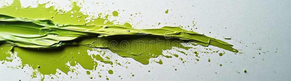 Vibrant Green Paint Stroke with Splatter on Light Background Stock ...