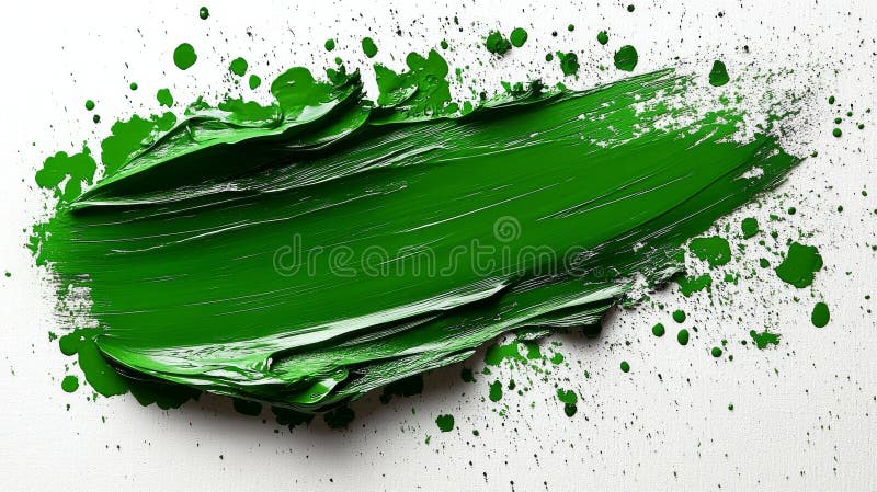 Vibrant Green Paint Stroke on Transparent Background for Artistic ...