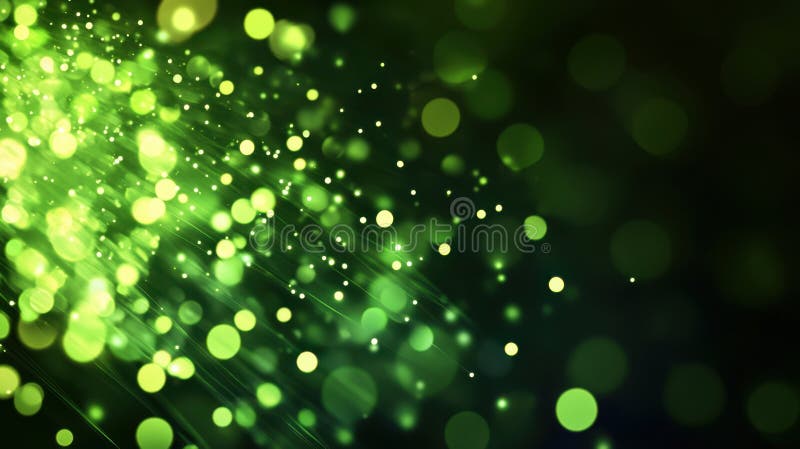 Vibrant Green Particles and Light Rays Abstract Background Stock Image ...